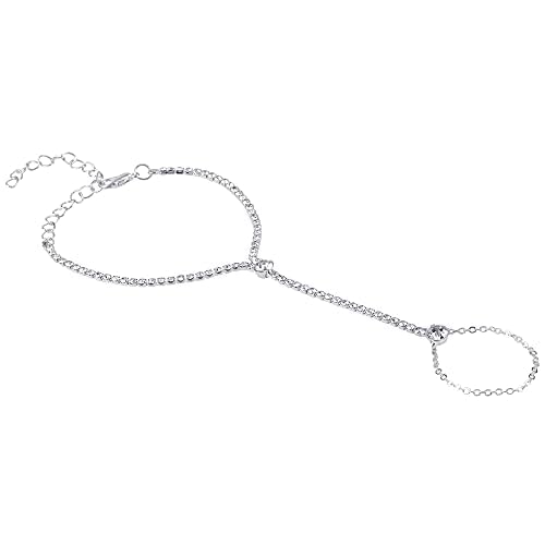 Buy AQUASTREET Single pc, Crystal Studded Silver Chain Ring Bracelet ...