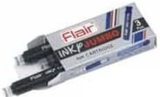 Flair 9 x Inky Jumbo Fountain Pens Standard BLACK Ink Cartridges ...