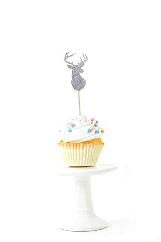 Amazon.com: Buck Silver Glitter Cupcake Toothpick Toppers : Home & Kitchen