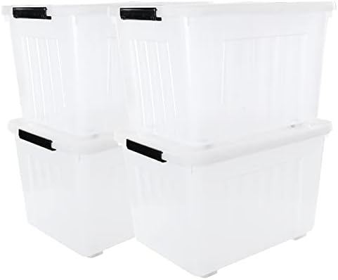 Amazon.com - Readsky 36 Quart Plastic Clear Storage Bins, Large Lidded Boxes, 4-Pack