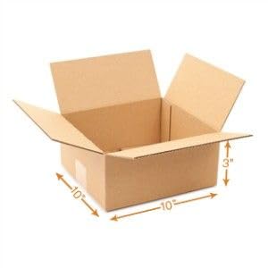 Flexi Box 3 Ply Single wall 10 x 10 x 3 Inch Count 50 Corrugated Brown ...