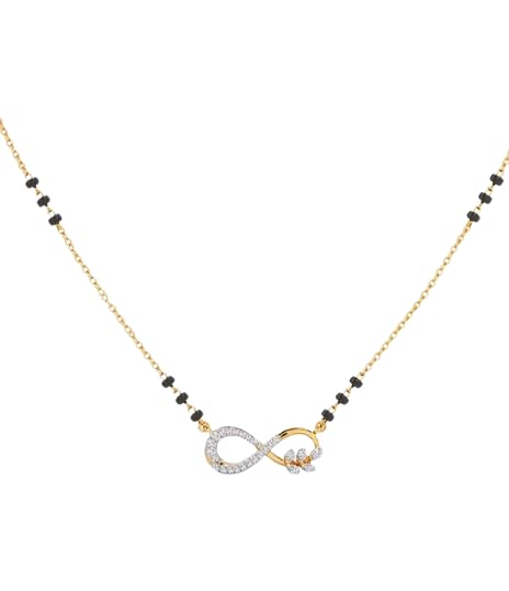 Buy PIPALIYA Diamond Studded Infinity Symbol Mangalsutra with Black ...
