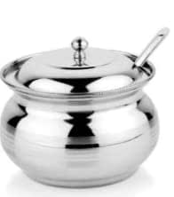 Attachh Stainless Steel Ghee Pot with Spoon, Oil Jar, Oil Pot, Ghee ...
