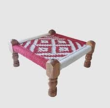 Ship Traditionnal Wooden Rope Pidda Khatli Peedi Mudda Chowki Stool for ...