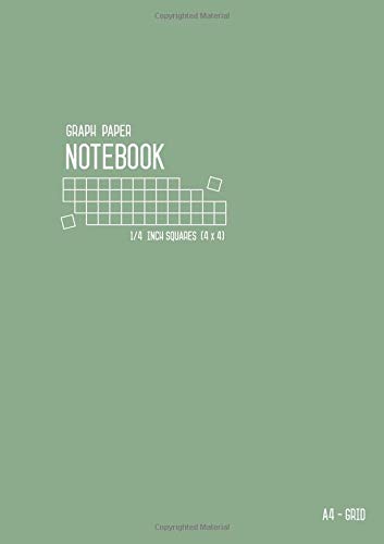 Graph Paper Notebook A4 1/4 Inch Squares: Dusty Green, Large, Smart ...