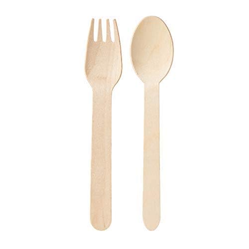 Buy | Bio-degradable | Disposable | Wooden Spoons | 50 Pieces | Forks ...