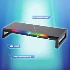 Amazon.com: LED Monitor Stand, W/ USB-C & USB CHARGING Hub, Office Or ...