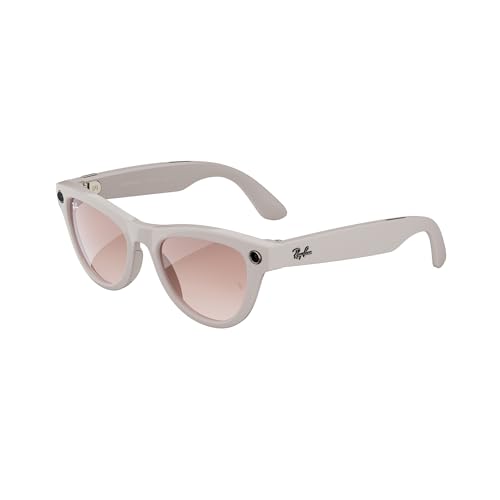 Ray-Ban | Meta Smart Glasses, Skyler, Shiny Chalky Grey / Cinnamon Pink ...