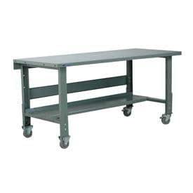Stackbin ES6036-3512 Series 3512 Steel Adjustable Height Mobile Workbench, 13g Steel Top, Gray ...