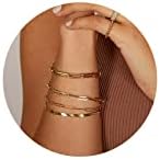RANKEEF Gold Beaded Bracelets for Women Men 14K Gold Plated Stackable ...