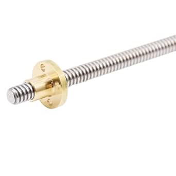 Stepper Screw 2mm Pitch 2mm Lead T8 Lead Screw Rod with Brass Flange ...