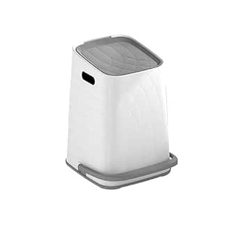 trash can Foot operated trash can with lid Square leather grain Living ...