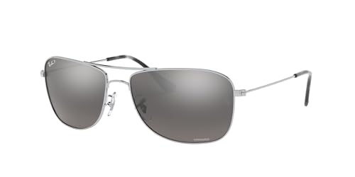 Ray-Ban RB3543 Chromance Aviator Sunglasses, Silver/Polarized Grey ...