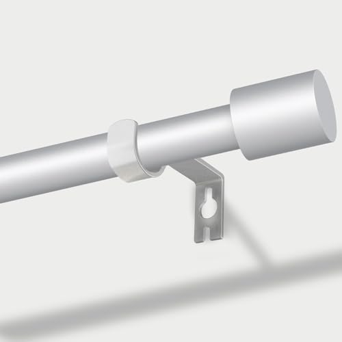 PadPure Silver Curtain Poles Set with Brackets, 70-140cm Metal Curtain ...