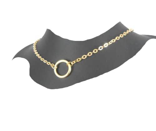 Amazon.com: Small Locking day Collar Choker O Ring Necklace 14K Gold ...