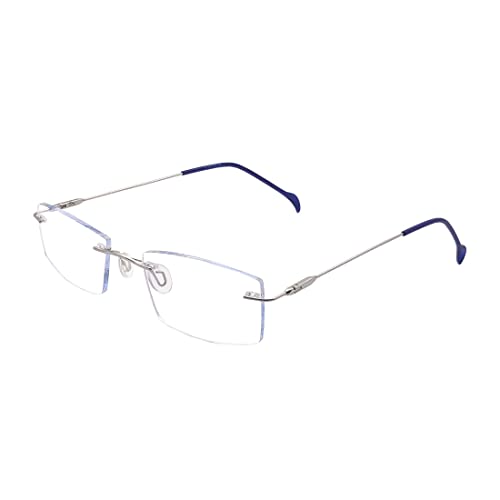 Buy RSINC Rimless Silver Blue Frame/Eyeglass/Spectacle For Men & Women ...