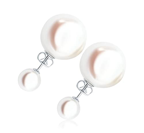 Amazon.com: Big Ball earrings Double Pearl Earrings, Large White Ball ...