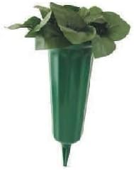 Amazon.com: Green Perma-Plastic Cemetery VASE with Spike, Leafy Foliage ...