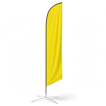 The Flag Company Solid Yellow Feather Flag 8ft – Includes X-Base, Poles ...