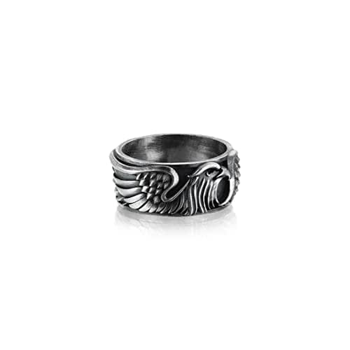Amazon.com: Winged Eagle Handmade 925K Sterling Silver Band Ring, Mens Womens American Eagle ...
