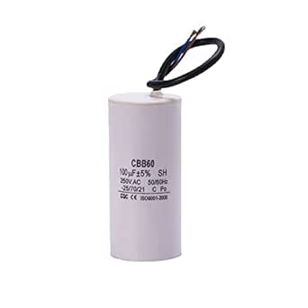 CBB60 Run Capacitor 250V AC 120uF 50/60Hz with Connection Wire Lead Run Round Capacitor for ...