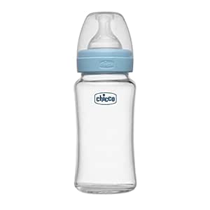Buy chicco Well-Being Glass Feeding Bottle (240ml, Medium Flow) (Blue) Online at Low Prices in ...