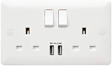 MK (ELECTRIC) MB24345WHI 13A 2G SP Switched Socket with USB Port, White ...