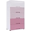 Amazon.com: Plastic Drawers Storage Cart Mobile Cabinet with Casters, 5 ...
