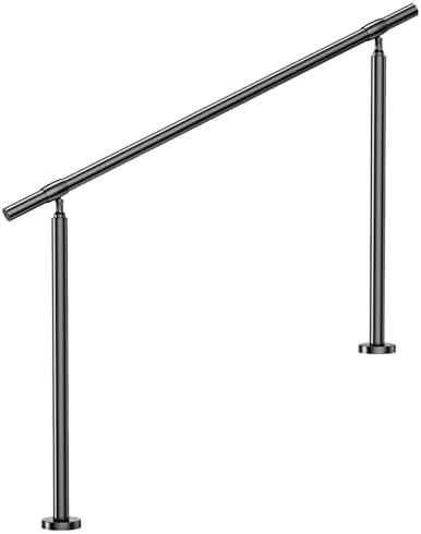 ZALNVEY 4 Step Black Stair Railing, Handrail for Indoor Outdoor Steps ...