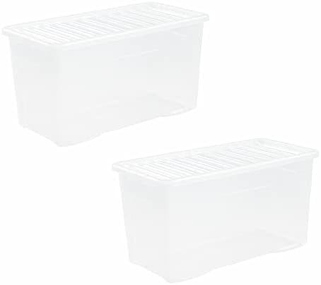 Set of 2-110L Liter Extra Large Wham Crystal Plastic Storage Boxes ...