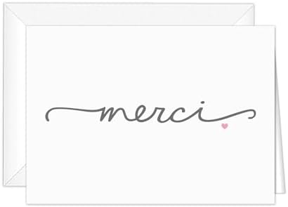 Merci Thank You Note Card Pack / 36 Merci Greeting Cards With White ...