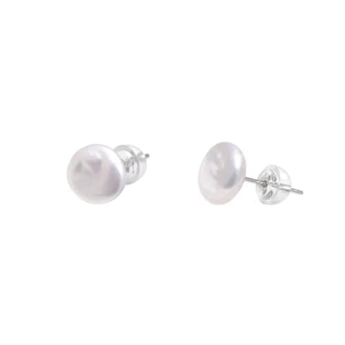 Amazon.com: Pearl Miner 8 MM Freshwater Cultured Button Pearl Studs ...