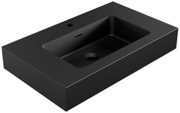 30 Inch Matte Black Vanity Sink – Solid Surface Bathroom Vanity Top ...