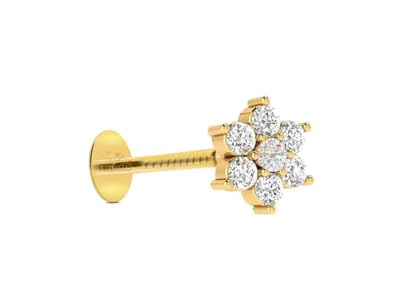Buy Gold Plated Seven Stone Diamond Nose pin with South Screw for ...
