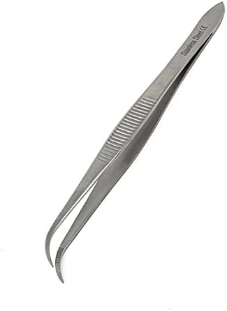 Amazon.com: Iris Eye Dressing Forceps 4.5", Half Curved, Serrated Tips ...