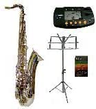 Merano B Flat Silver Tenor Saxophone with Case+Metro Tuner+Music Stand+ ...