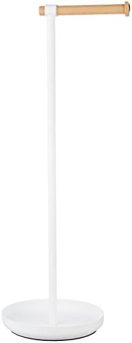 Amazon.com: Amazon Basics Toilet Paper Stand with Reserve - White/Beech ...