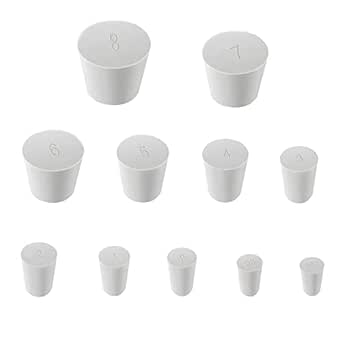 Solid Lab Rubber Stoppers,31-Pack (11 Assorted Sizes White) 000# -8 ...
