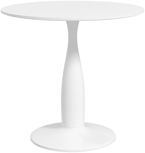COSTWAY Round Dining Table, 80cm Metal Kitchen Table with Anti-Slip ...