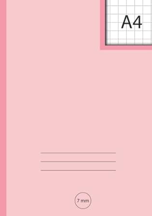 A4 7mm Squared - Pink: Exercise Books A4 Lined, Grid Paper Notebook for ...