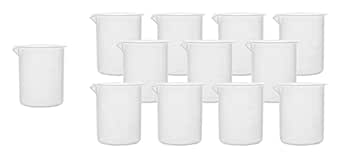 EISCO Plastic Beakers, 500mL, Pack of 12 - Low Form, Molded Graduations, Tapered Spout ...