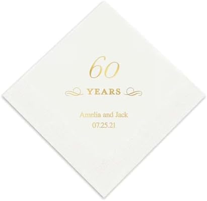 Amazon.com | Personalized Anniversary Golden Napkins Wedding, Custom ...