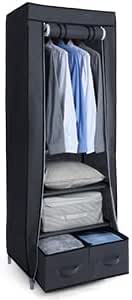 BnxaDno Single Canvas Wardrobe Portable Wardrobe Foldable Closet with 2 ...