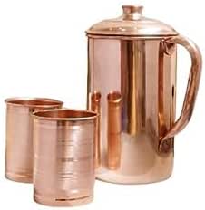 Amazon.com: Copper Jug With 2 Glass Hammered copper Jug Water Jug ...