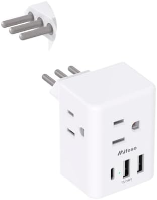 Italy Travel Power Adapter, 3 Prong Grounded Plug with USB Charging ...