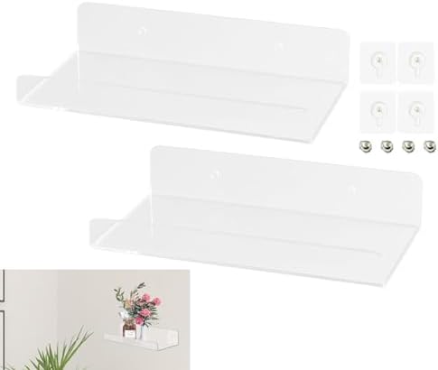NHBETYS 2 pcs Acrylic Floating Shelves for Wall, Wall Mounted Display ...
