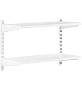 Shopfitting Warehouse White Adjustable Wooden Wall Shelving Kit - 2 x ...