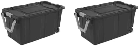 Amazon.com - Storage Bin 160 Quart Plastic Rolling Stacker Box Wheeled ...