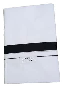 Buy Kunjus Men's Pure Cotton Kerala White Double Mundu/Dhoti 4 Meters ...