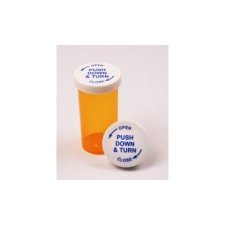 Amazon.com: Pharmacy Vials Child Resistant Cap - Push Down and Turn ...